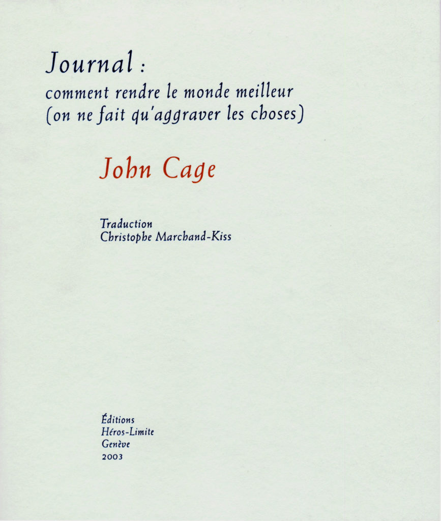 John Cage - Editions Contrechamps